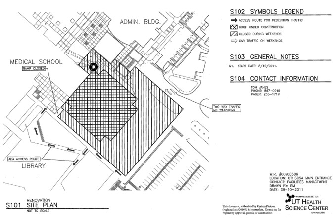 UTHSCSA - Facilities Management - Medical School L-section Roof Repair to Start 12 Aug